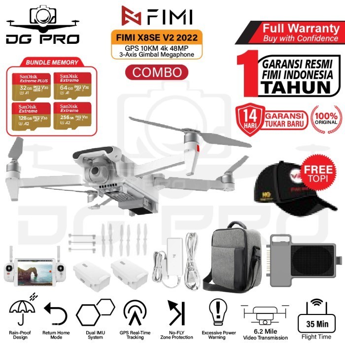 Jual FIMI X8SE 2022 V2 DRONE RC 10KM 48MP 4K 3-Axis Gimbal Camera GPS X8 SE | Shopee Indonesia