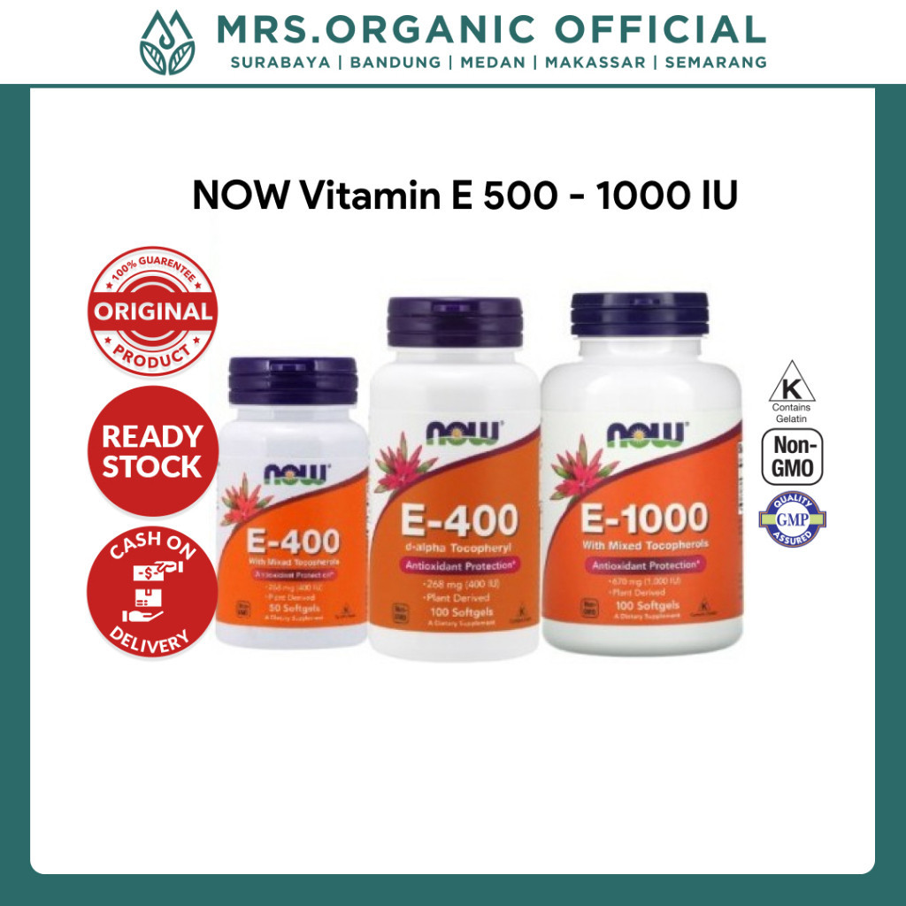 Jual NOW Foods Suplemen Vitamin E 400 E 1000 IU 50 100 Softgels ...