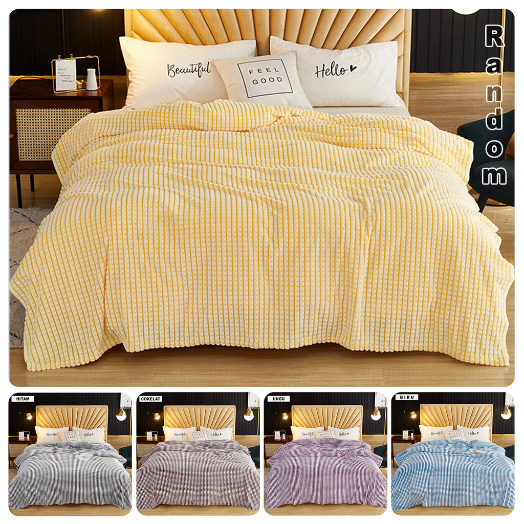 Jual Selimut Bulu Microfiber Motif Square Lembut 180x200cm/Selimut ...