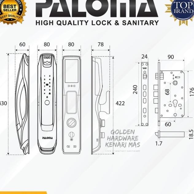 Jual Paloma Dlp 6000 Digital Lock Smart Home Kunci Pintu Door Handle ...