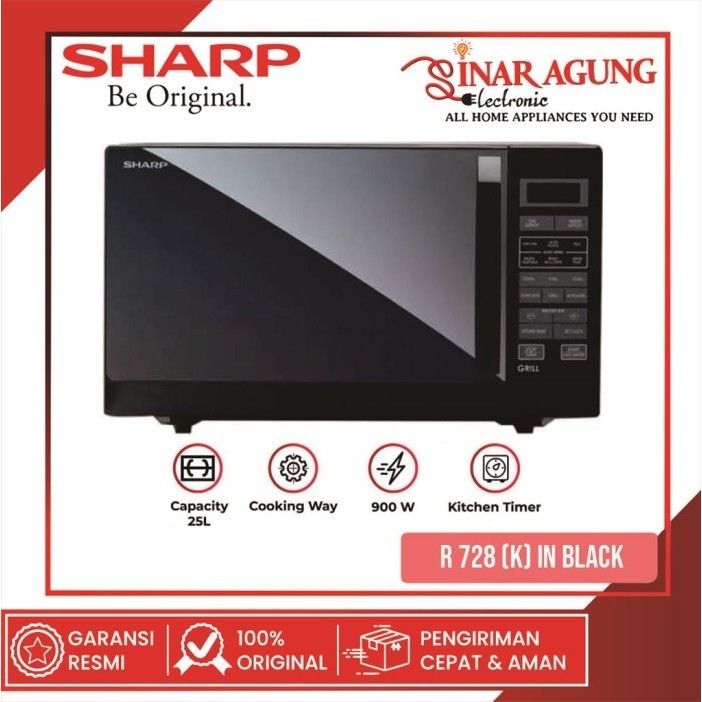 Jual Sharp Microwave Oven 25L R 728 (K) In Black Garansi Resmi | Shopee ...