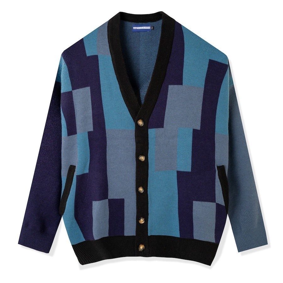 Jual Cardigan Tenue de Attire - Cozy Color-Block Knitted Cardigan ...