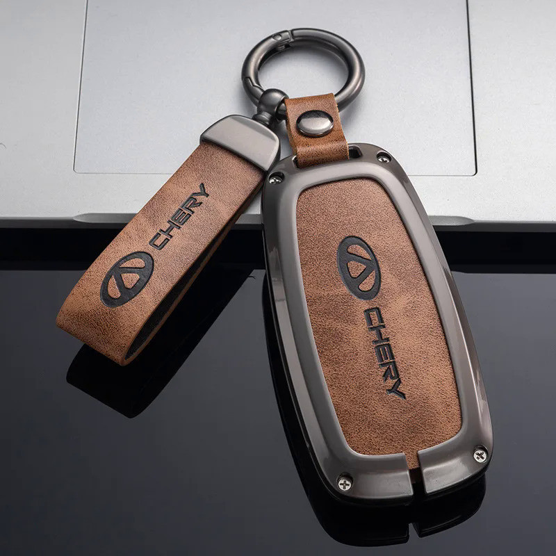 Jual Alloy Leather Case for Car Keychain, Remote Stand Protector for ...