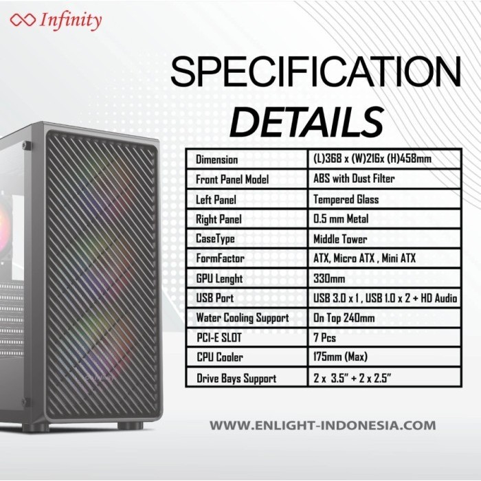 Jual Casing Infinity Ranger V2 - Atx, Matx Gaming Case | Shopee Indonesia