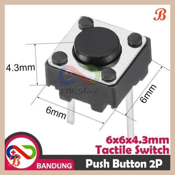 Jual | CN | TACTILE SWITCH PUSH BUTTON 6X6X5 MM 2P 2 PIN PUSH-ON ...