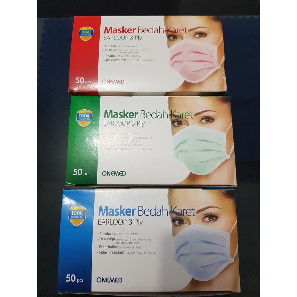 Jual ONEMED MASKER BEDAH/MEDIS EARLOOP WARNA HIJAU, BIRU, PINK | Shopee ...