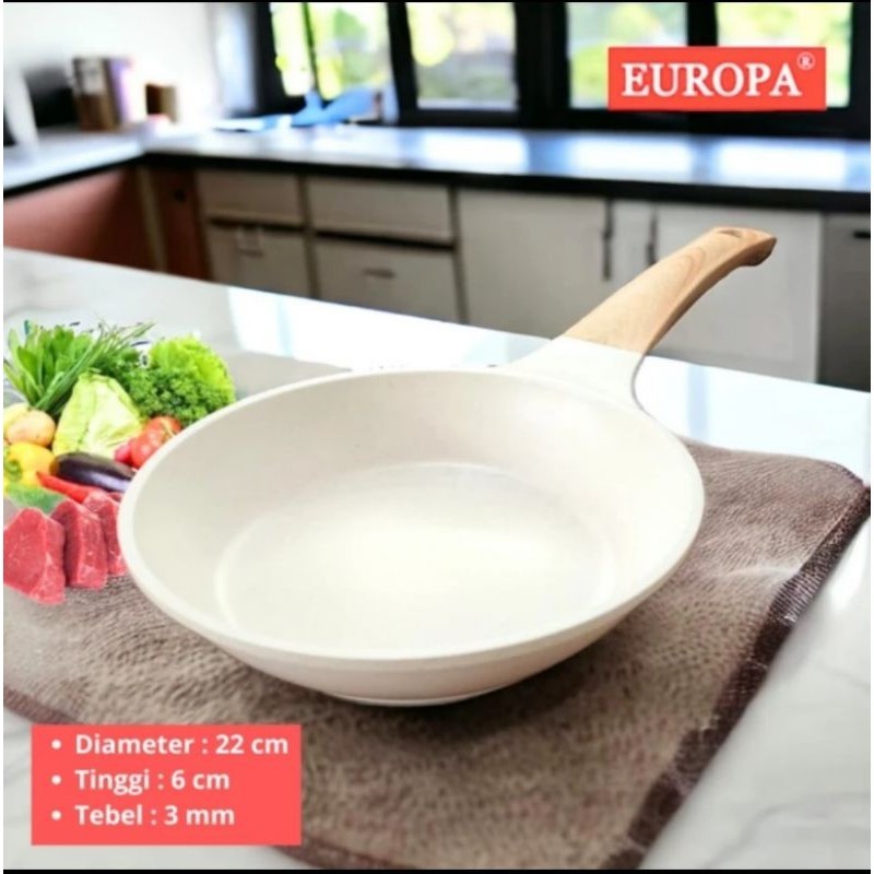 Jual EUROPA Frying Pan 22cm MFP-22 Fry Pan Teflon Keramik Anti Lengket ...