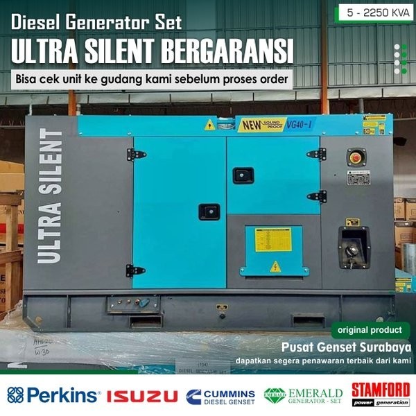 Jual GENSET ULTRA SILENT - 60 kva Perkins Cummins Isuzu Emerald Stamford | Shopee Indonesia
