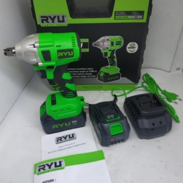 Jual CORDLESS IMPACT WRENCH RYU RCW 20 V PEMBUKA BAUT BATERAI 320 NM ...