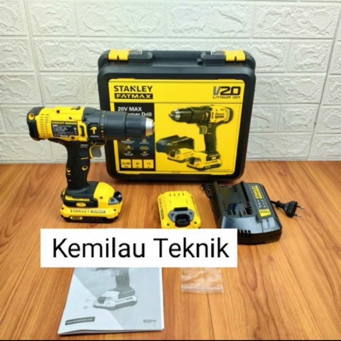 Jual MESIN BOR CORDLESS IMPACT HAMMER DRILL STANLEY 20V SCD711C2K ...