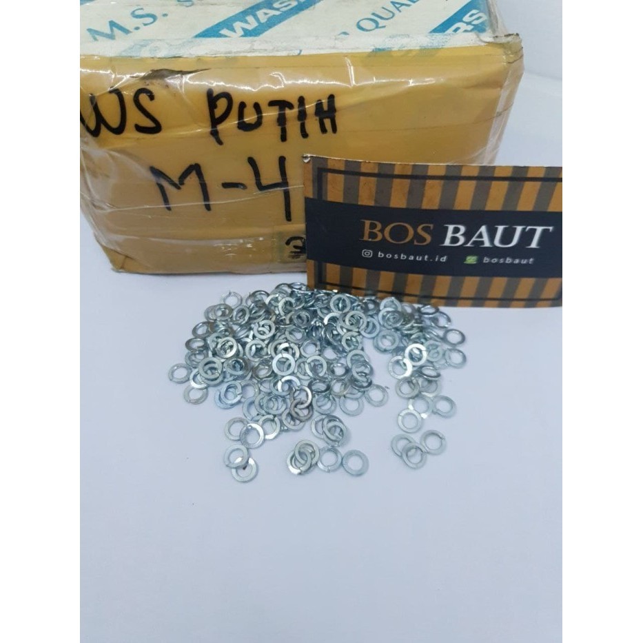 Jual Ring Veer Besi Putih - Spring Washer Ukuran M4 ISI 10 PCS | Shopee ...