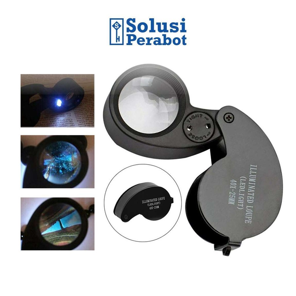 Jual Kaca Pembesar Geologi LED 40x 25mm AE77 SP / Illuminated Lipat ...