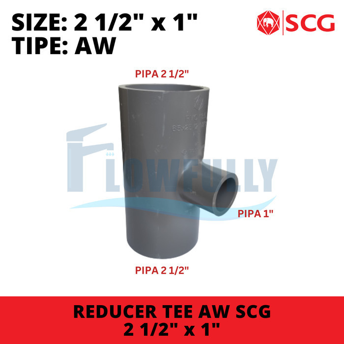 Jual REDUCING TEE AW 2 1/2 x 1 INCH SCG VERLOP TEE 2,5 x 1 DIM REDUCER ...