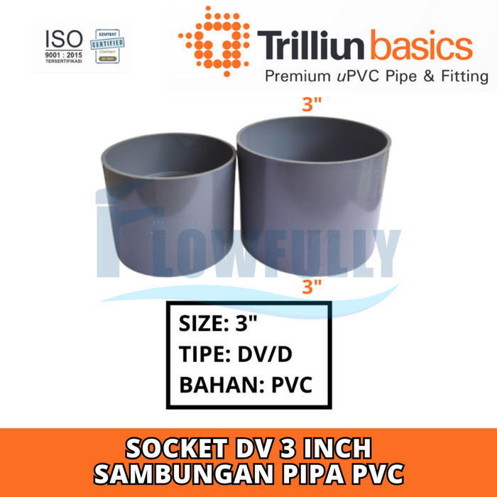 Jual SOCKET DV 3 INCH TRILLIUN PVC SOK SOCK SAMBUNGAN LURUS PIPA POLOS ...
