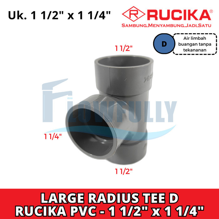 Jual LARGE RADIUS TEE D 1 1/2 x 1 1/4 inch RUCIKA PVC TY 90 derajat TEE ...