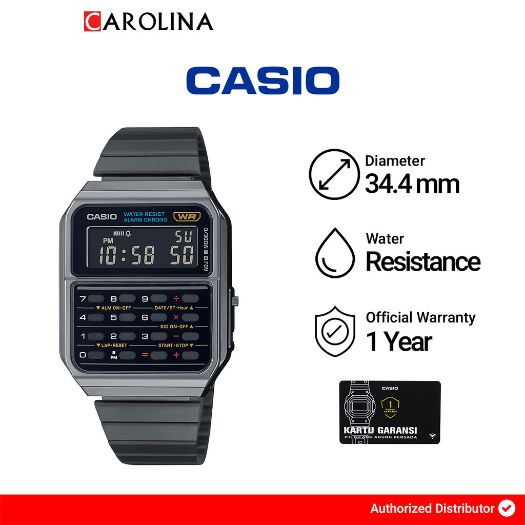 Jual Jam Tangan Pria CASIO CA-500WEGG-1B Calculator Model Digital Dial ...