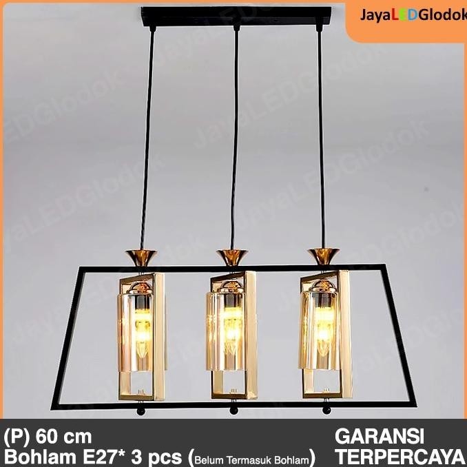 Jual Lampu Gantung Minimalis Ruang Makan Industrial Hitam 2 Kaca 100 Cm Sharinagisel | Shopee ...