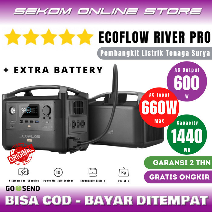 Jual ECOFLOW RIVER PRO + EXTRA BATTERY BUNDLE 600W PORTABLE POWER ...