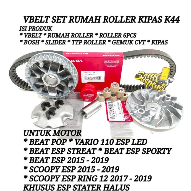 Jual PAKET VBELT SET RUMAH ROLLER DAN KIPAS BEAT POP BEAT ESP SCOOPY ESP RING 12 VARIO 110 LED ...