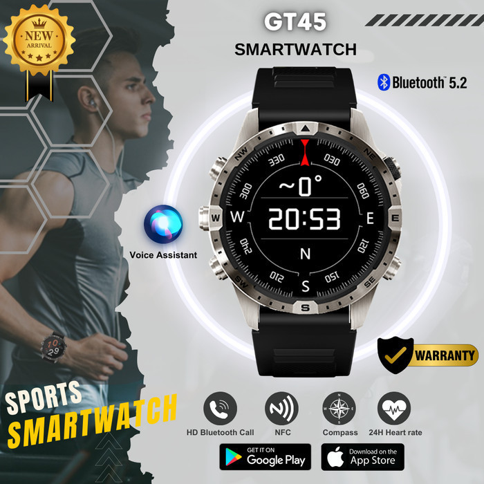 Jual Produk Terbaru Smartwatch Gt45 Compass Hd Bluetooth Call Ips Ai ...