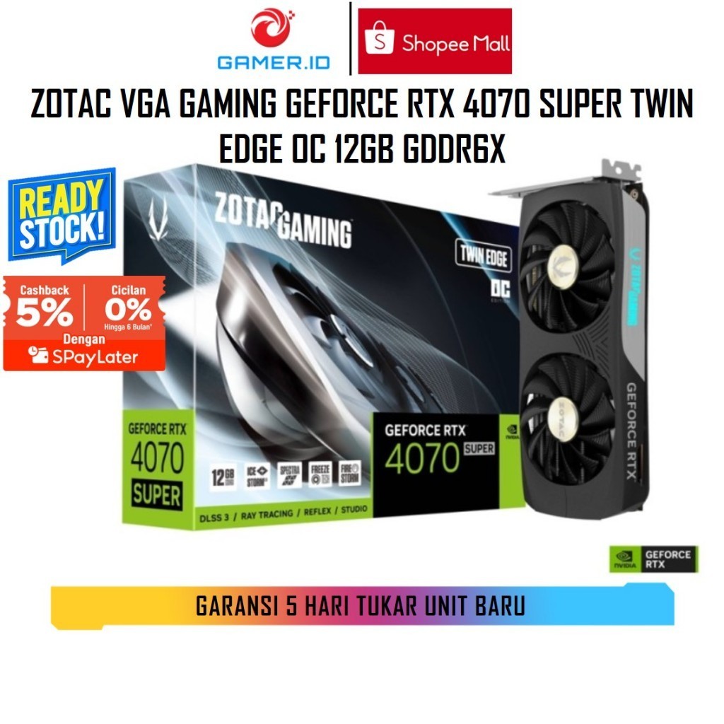 Jual ZOTAC VGA GAMING GEFORCE RTX 4070 SUPER TWIN EDGE OC 12GB GDDR6X ...