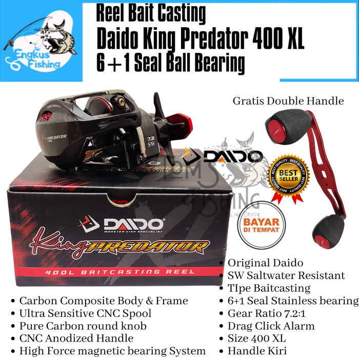 Jual Reel Bc Baitcasting Daido King Predator Sw 400 Xl Kiri (6+1 ...