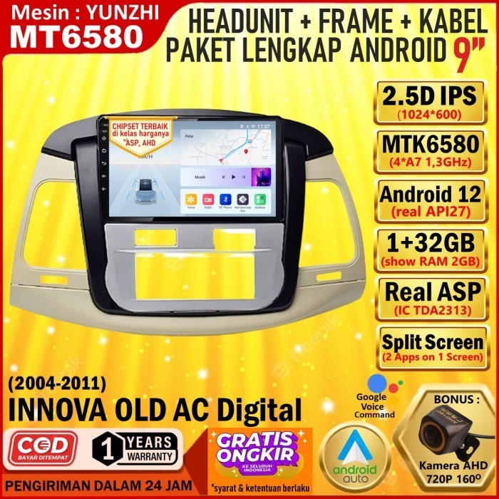 Jual Headunit Android MT6580 1/32GB+Kabel+Frame 9 inch Innova 2004 AC ...