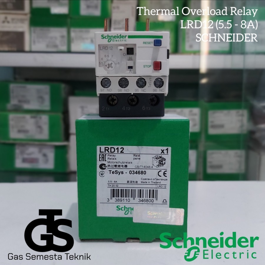 Jual THERMAL OVERLOAD RELAY LRD12 (5.5-8A) SCHNEIDER ORI | OVERLOAD LRD ...