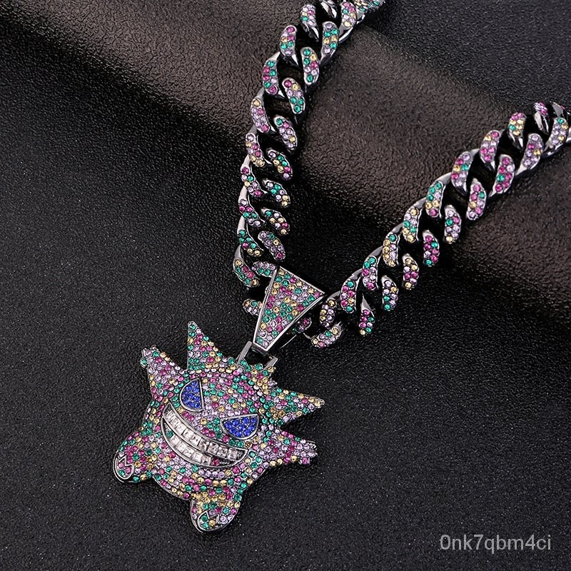 Jual Full Diamond Gengar Hip Hop Cuban Link Chain Men's European and ...
