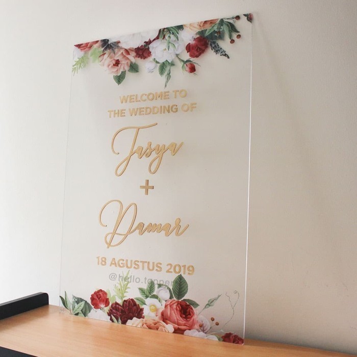 Jual Acrylic Welcome Sign Floral 40X60Cm / Papan Acrylic / Laser Cut ...
