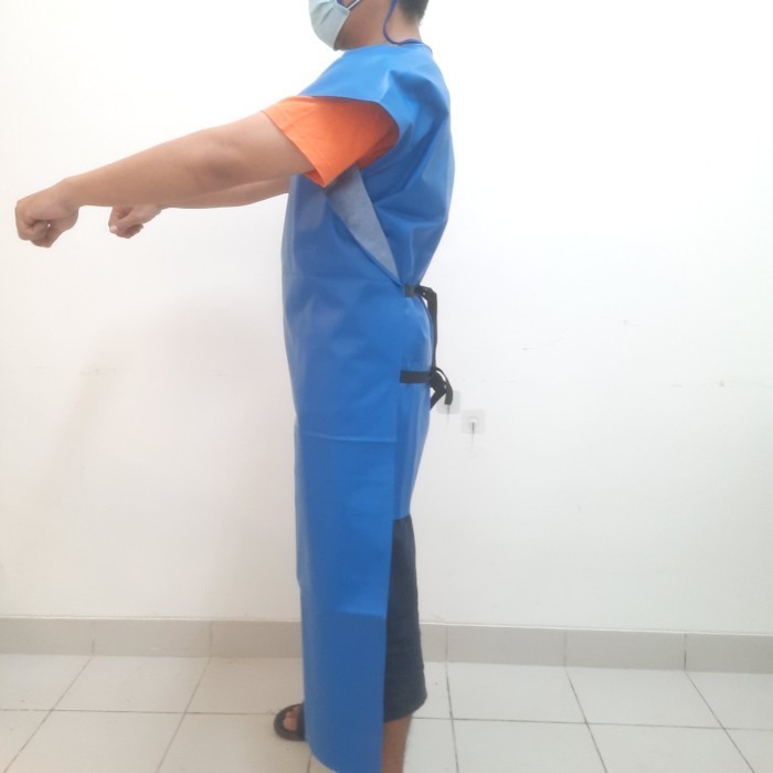 Jual Apron / Celemek Semprot Pvc 2 Sisi Biru Depan 120Cm Belakang 100Cm ...