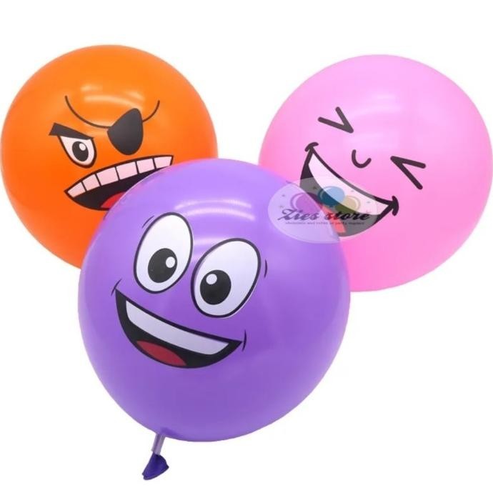 Jual Buy New Isi 100 Balon Latex Emoticon Mix / Balon Emoji Warna Warni ...
