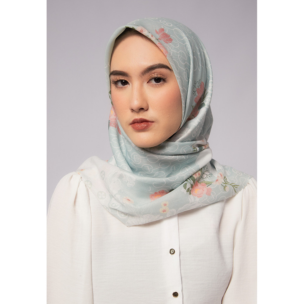 Jual Executive Floral Printed Soft Green Scarf | Shopee Indonesia