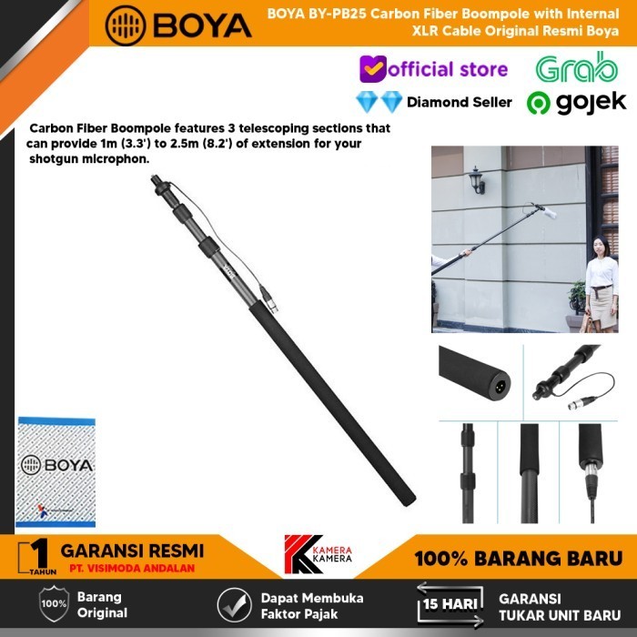 Jual Ready BOYA BY-PB25 Carbon Fiber Boompole with Internal XLR Cable Original | Shopee Indonesia