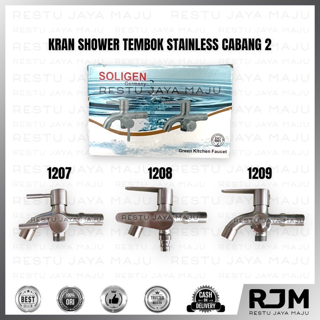 Jual SOLIGEN Kran Tembok Stainless Cabang 2 Double Air toilet Shower ...