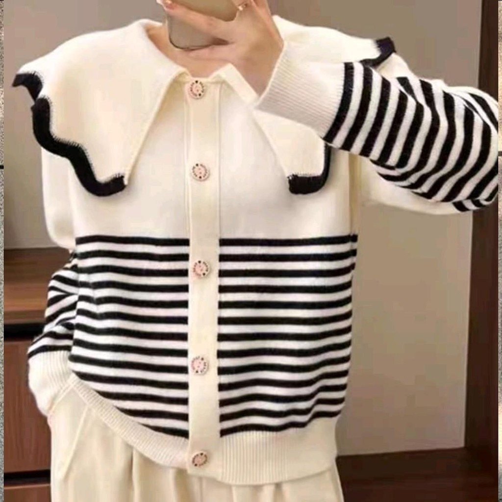 Jual ROSELLA Cardigan Rajut Import Bkk Knitwear Terbaru/Sweater Oversize Crewneck Navy Hijau ...