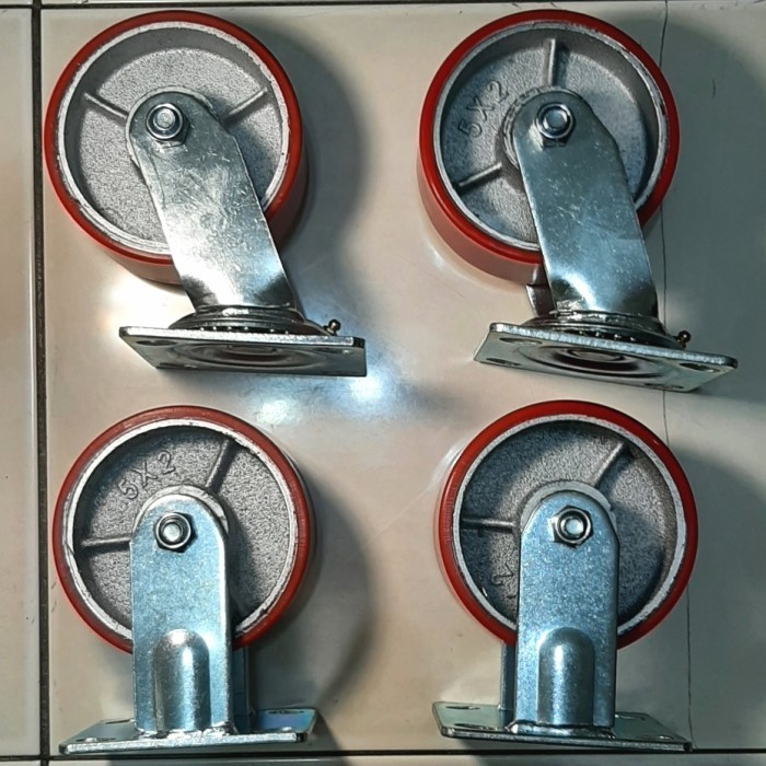 Jual Jual Roda Pu Heavy Duty 5 Inch 1Set/4Pcs (2 Hidup 2 Mati) | Shopee ...
