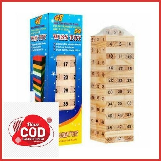 Jual Original Babyboz - Permainan Balok Kayu Wooden Tower Blocks Mainan ...