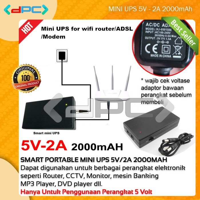 Jual PROMO PORTABLE SMART MINI UPS 5V/2A 2000MAH | Shopee Indonesia