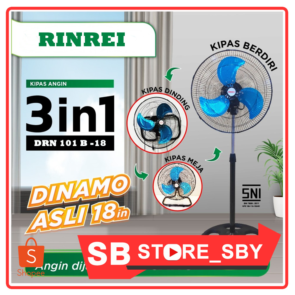 Jual Kipas Besi Tornado 18 inch 3in1 Hemat Daya RINREI DRN 101- B 18 | Shopee Indonesia