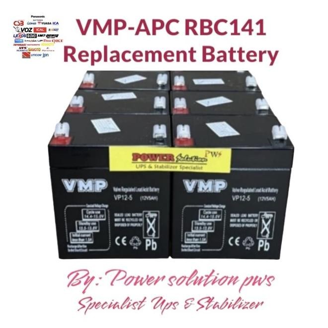 Jual SMT POWER / VMP 6x 12V 5Ah - APC RBC141 Replacement Battery ...