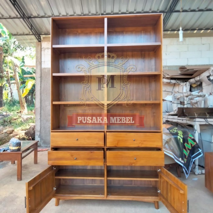 Jual lemari rak buku kayu jati, lemari rak dapur, lemari rak partisi ...