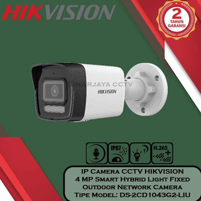 Jual IP Camera CCTV Hikvision 4MP Smart Dual Light Outdoor DS-2CD1043G2-LIU | Shopee Indonesia