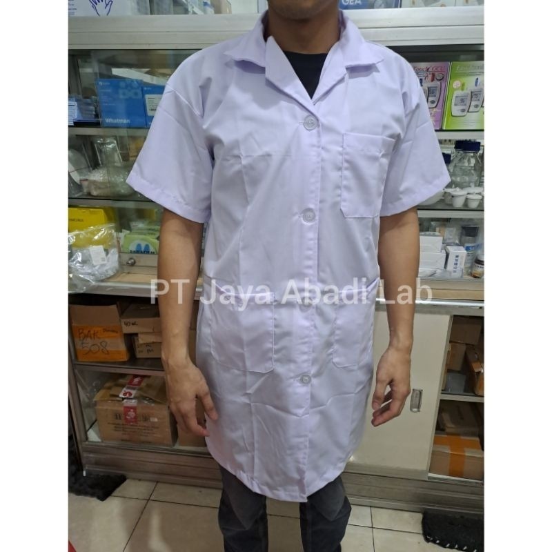 Jual jas lab jas laboratorium lengan pendek putih jas praktikum baju ...