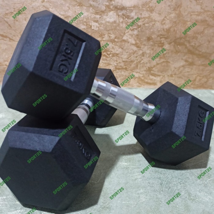 Jual Dumbell Dumbel Dumbbel Dambel Hex Hexagonal Rubber Rox 7,5 Kg ...