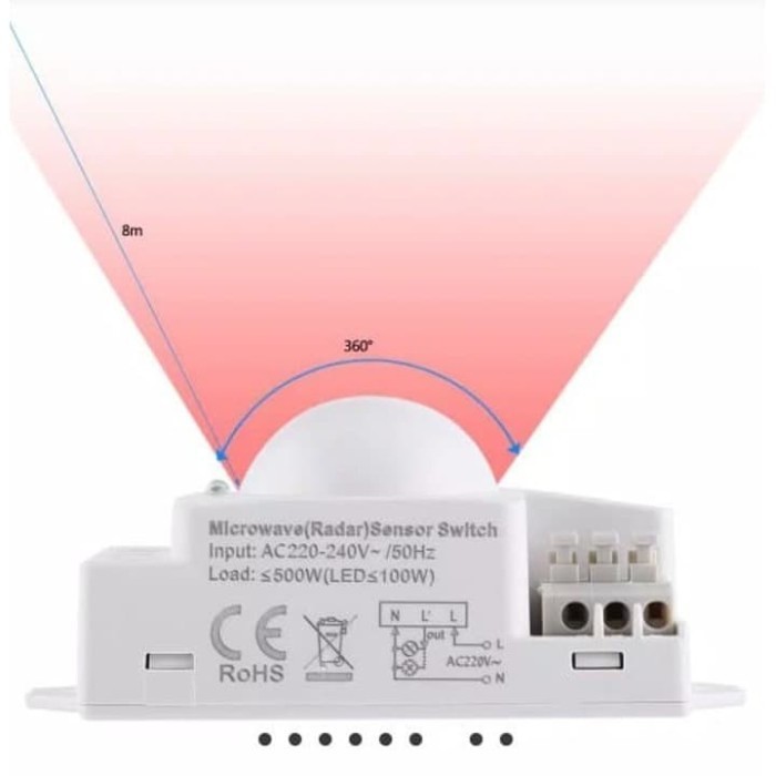 Jual Sensor Gerak Microwave Radar Switch 360 500W Radar Motion Detector ...