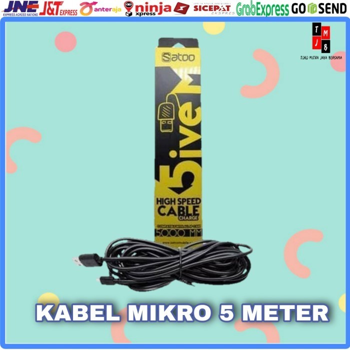 Jual KABEL MICRO USB PANJANG 5METER MIKRO USB 5 METER SATOO 5M | Shopee ...