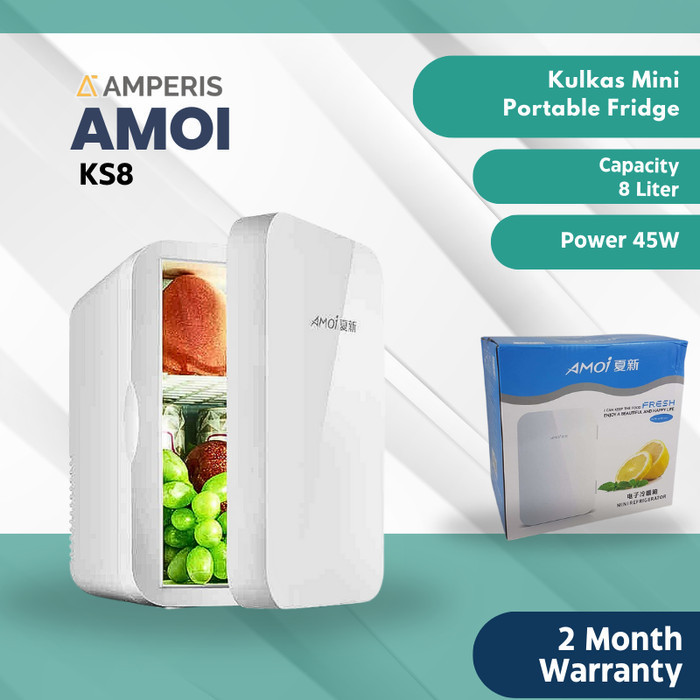 Jual KULKAS MINI FRIDGE PORTABLE MOBIL 8 LITER 45W AMOI KS8 | Shopee Indonesia