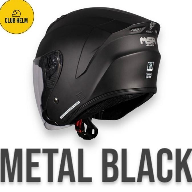 Jual Helm Dewasa Half Face Spoiler Razer - Metal Black | Shopee Indonesia