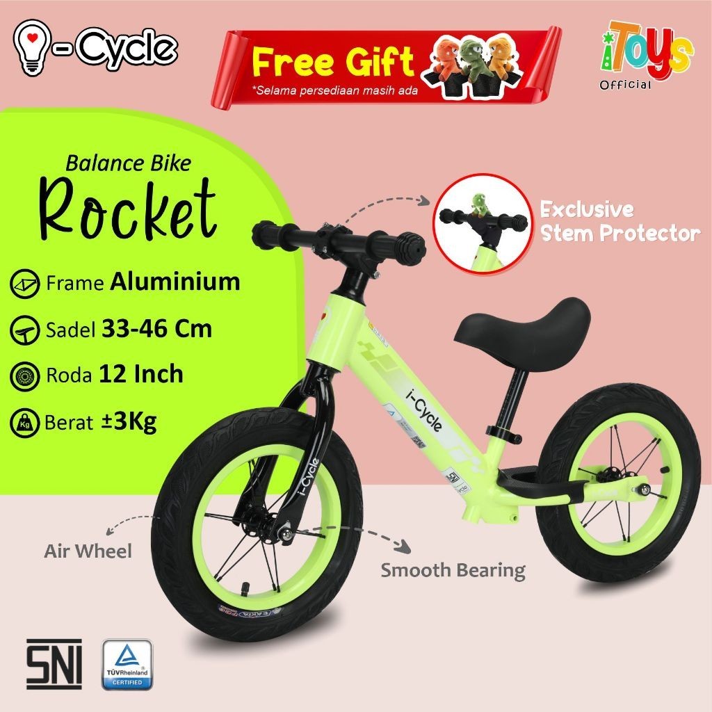 Jual Balance Bike ICYCLE Rocket (PH-2299) Push Bike | Sepeda Keseimbangan Anak 12 inch | Race ...